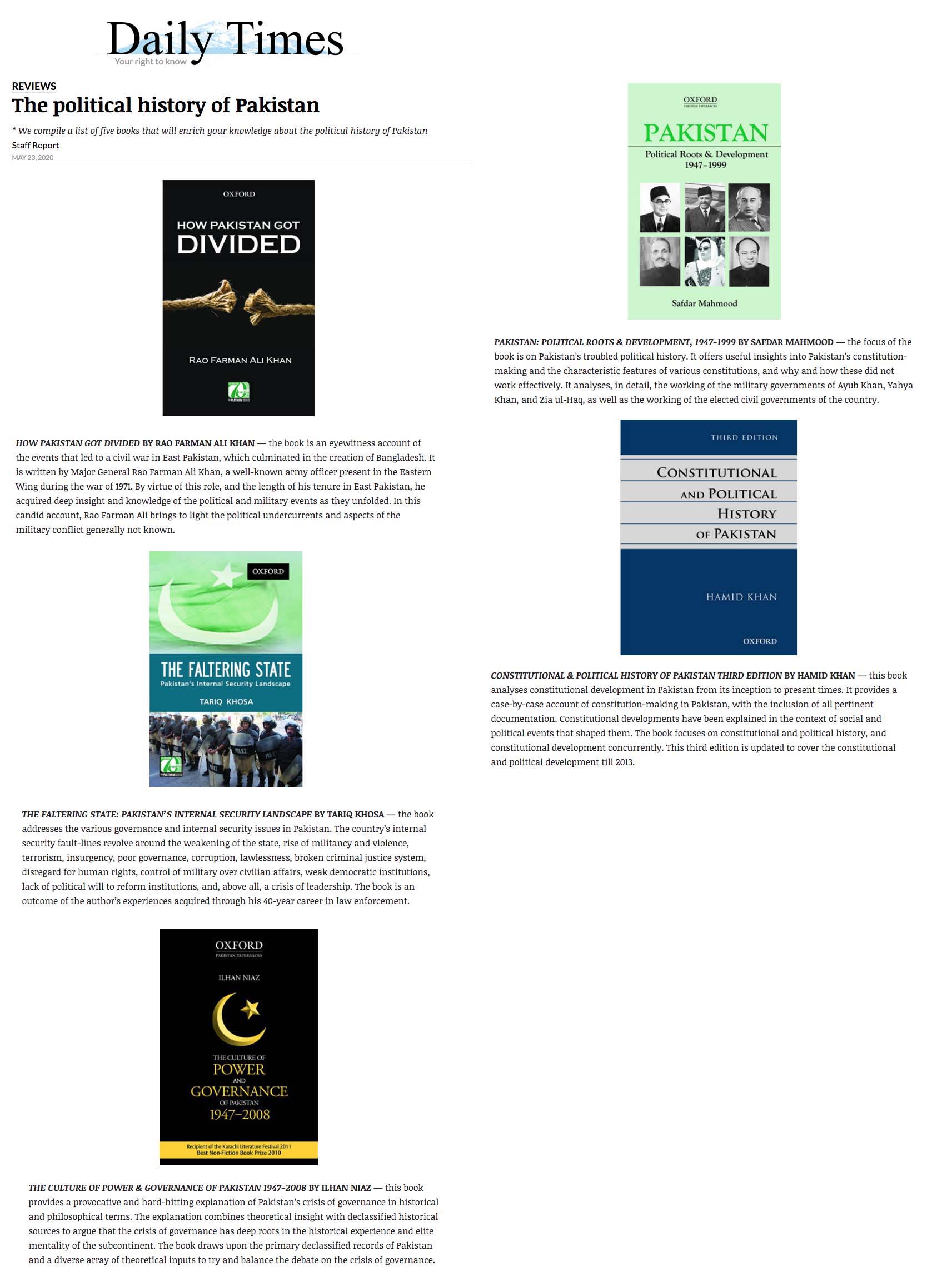 Constitutional and Political History of Pakistan