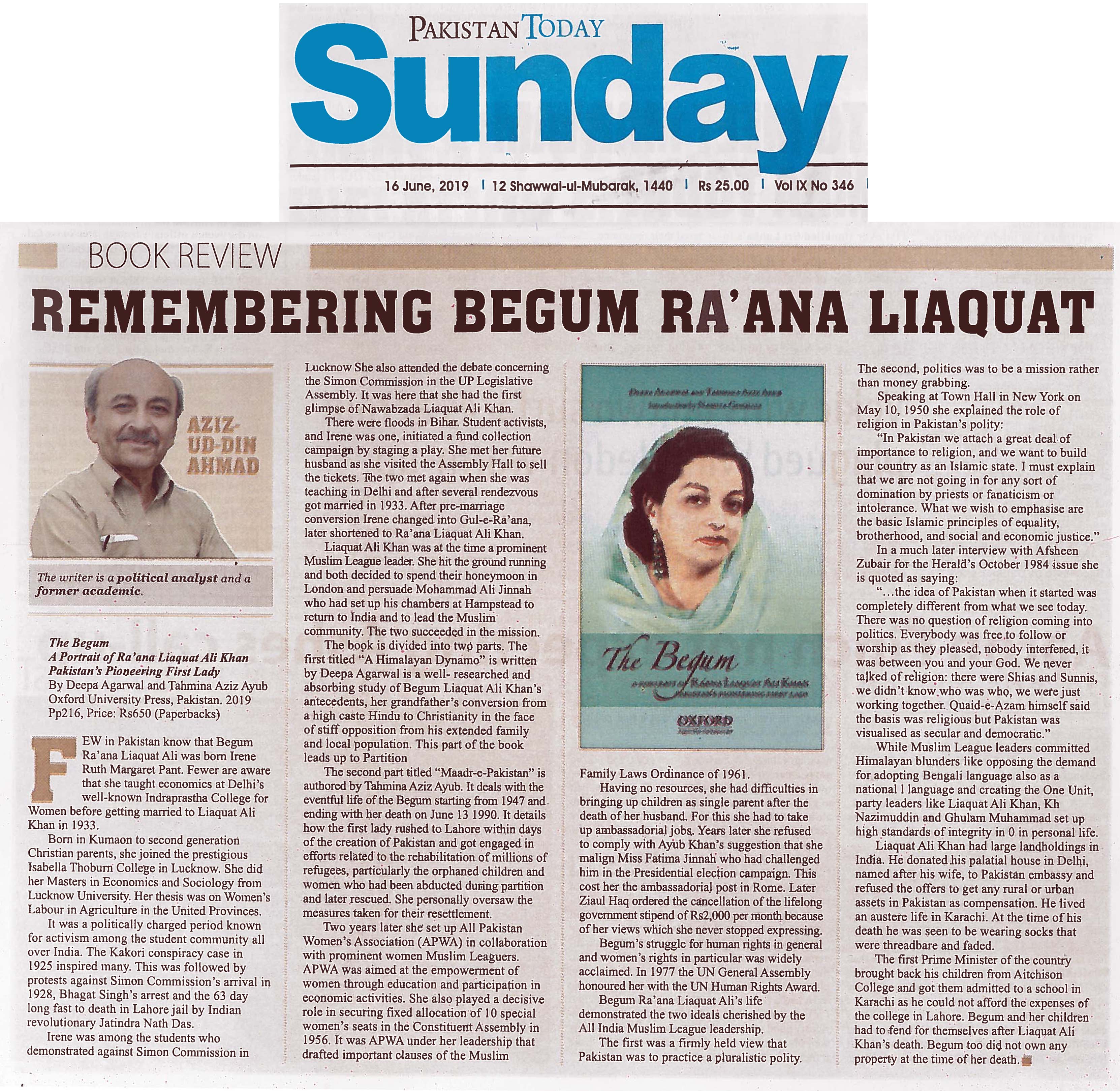 The Begum: A Portrait of Ra’ana Liaquat Ali Khan, Pakistan’s Pioneering ...